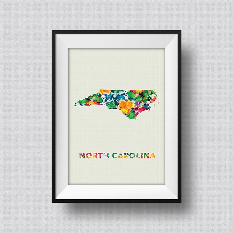 North Carolina Map USA Watercolor Art Print North Carolina Ink - Etsy