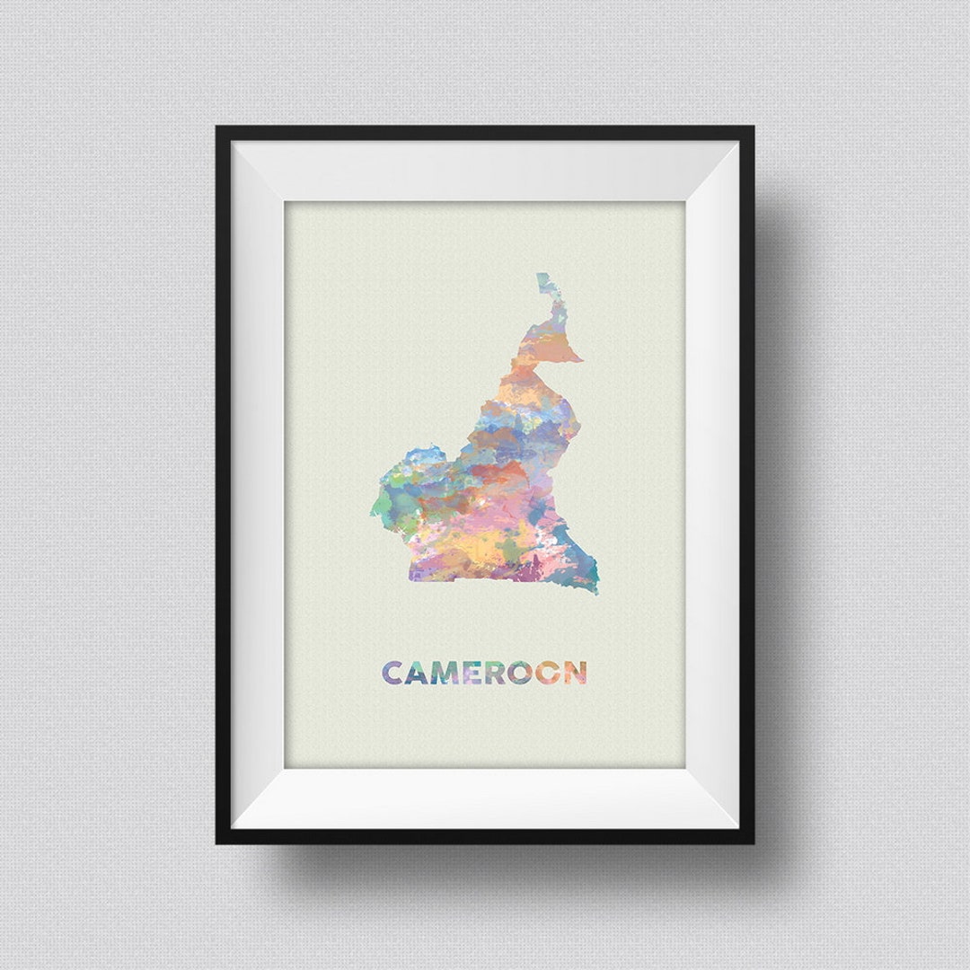 Cameroon Map Watercolor Art Print, Cameroon Watercolor Map, Cameroon ...
