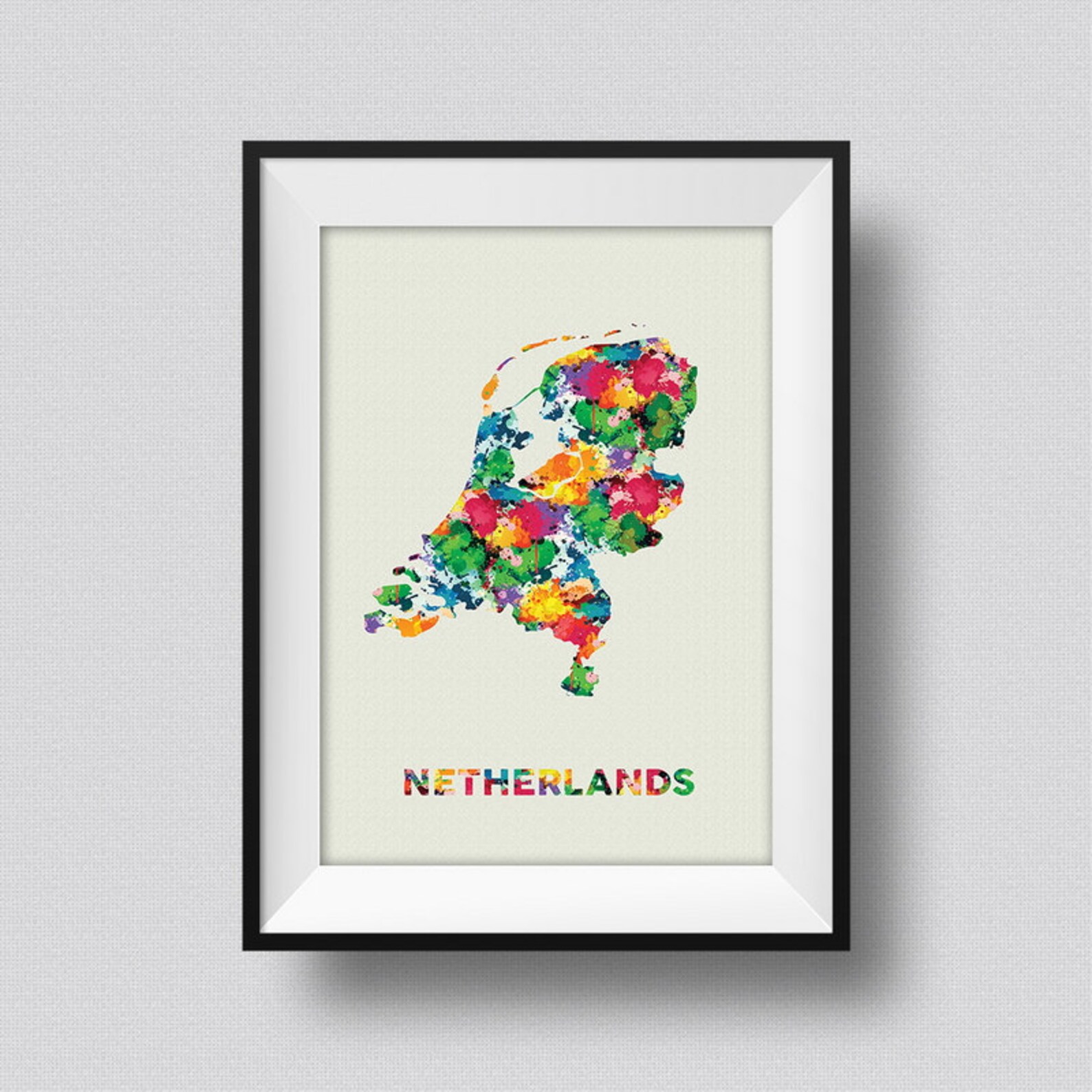 Netherlands Watercolor Map Art Print Netherlands Ink Splash Poster Art ...