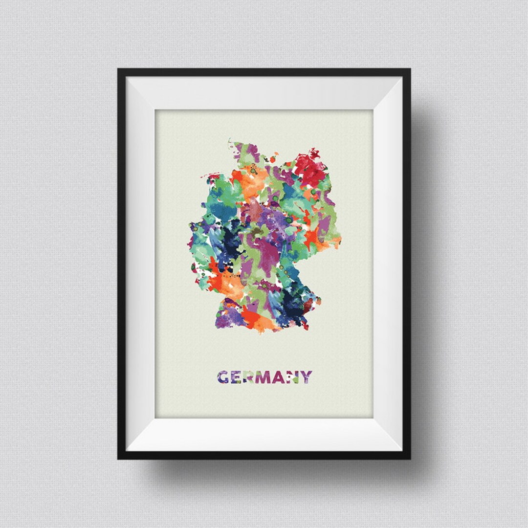 Germany Watercolor Map Art Print Germany Ink Splash Watercolor Poster ...