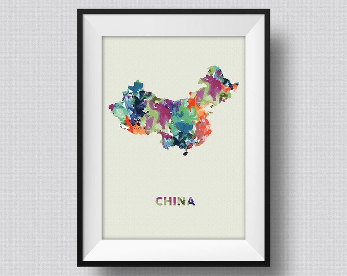 China Watercolor Map Art Print China Ink Splash Poster Art Canvas - Etsy