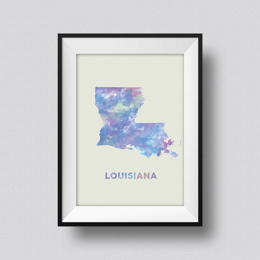 Louisiana Map USA Watercolor Art Print Louisiana Ink Splash Map Poster ...