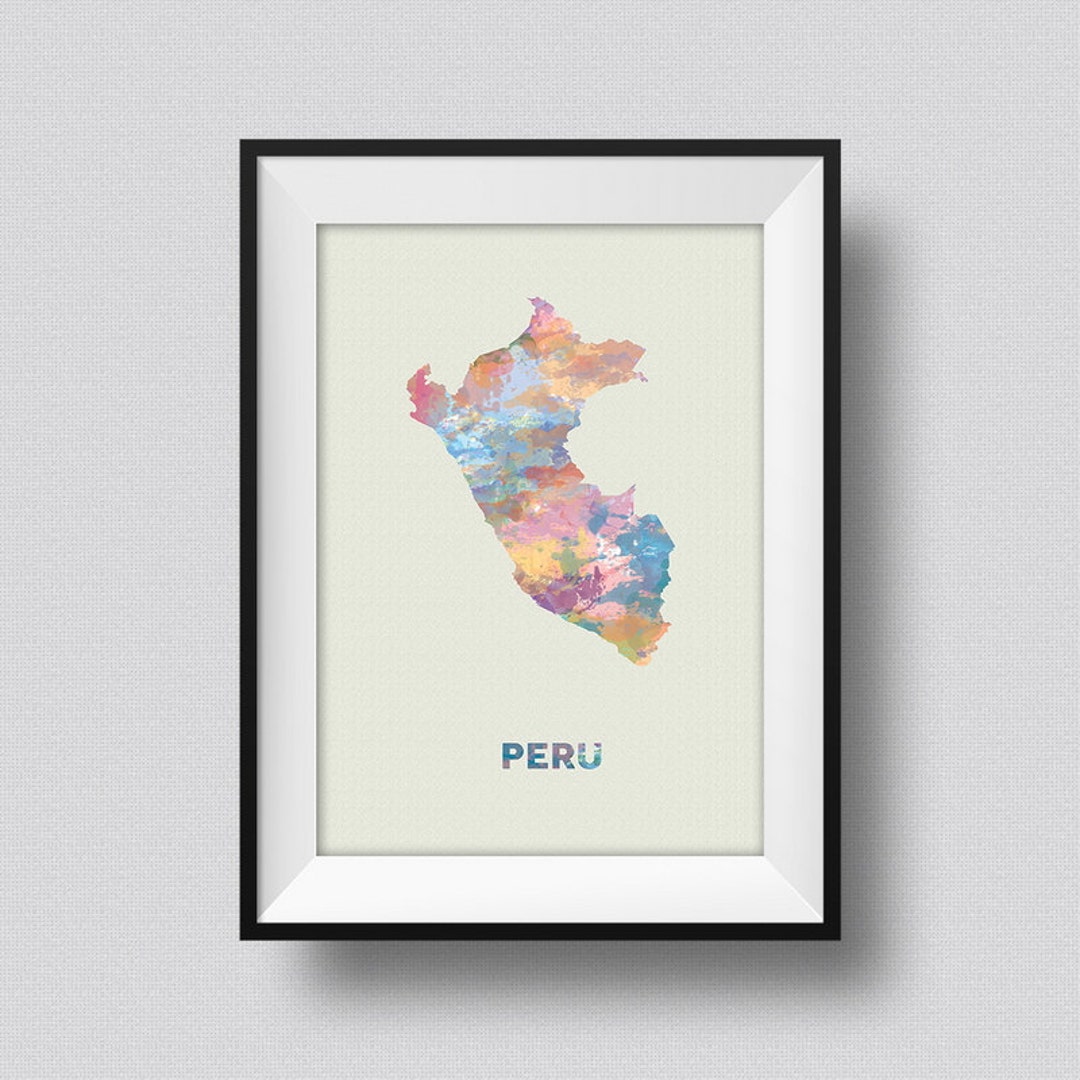 Peru Watercolor Map, Peru Map Watercolor, Peru Map Art Print Peru Ink ...