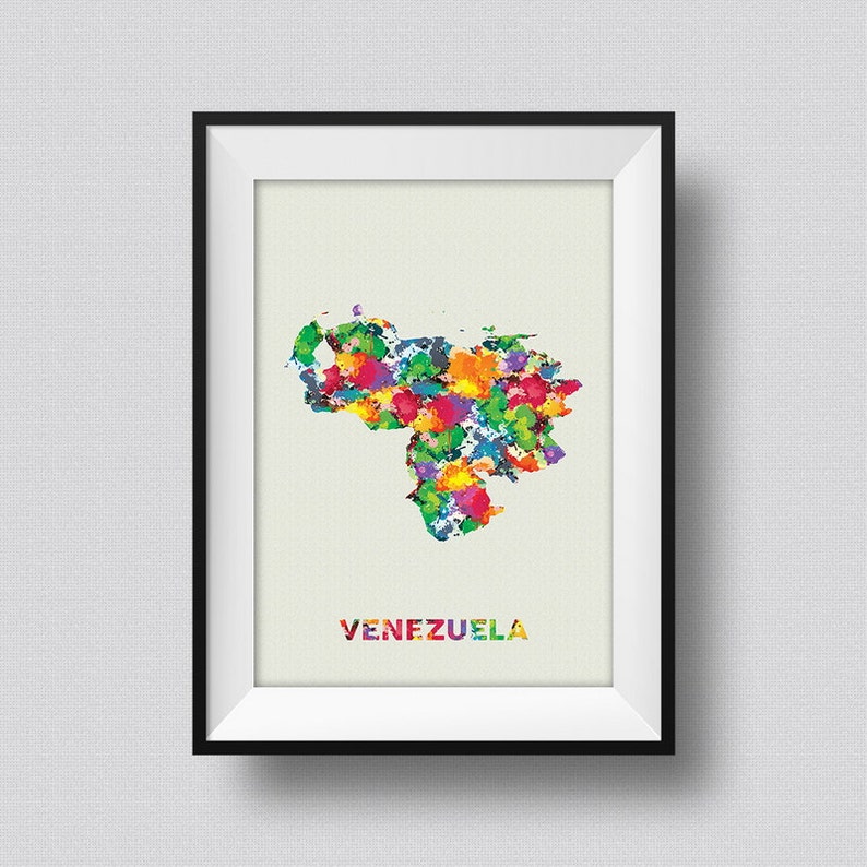 Venezuela Watercolor Map Art Print Venezuela Ink Splash Poster - Etsy