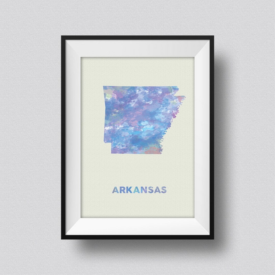 Arkansas Map USA Watercolor Art Print Arkansas Ink Splash Map - Etsy