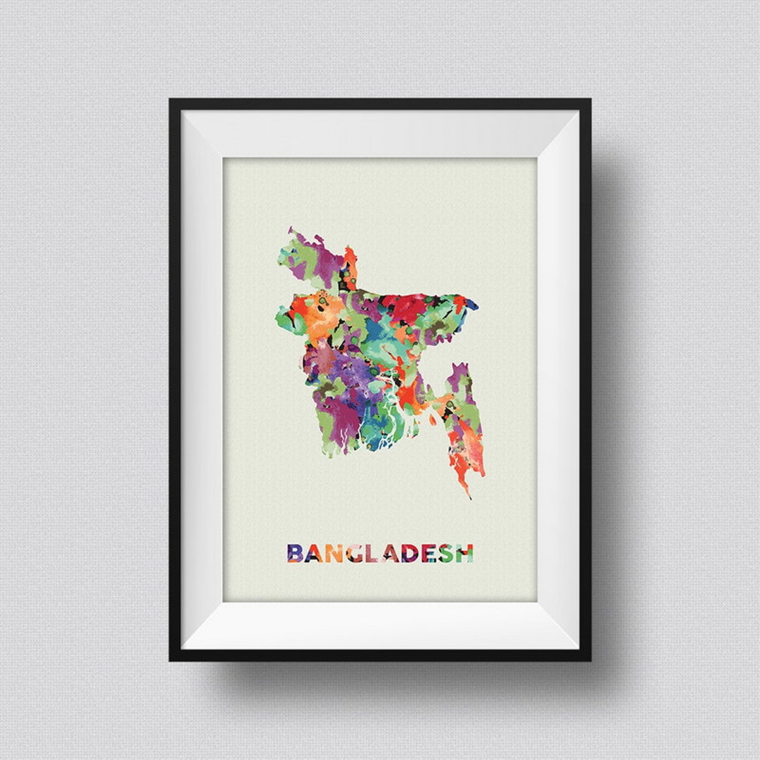 Bangladesh Watercolor Map, Bangladesh Map Art Print, Bangladesh ...