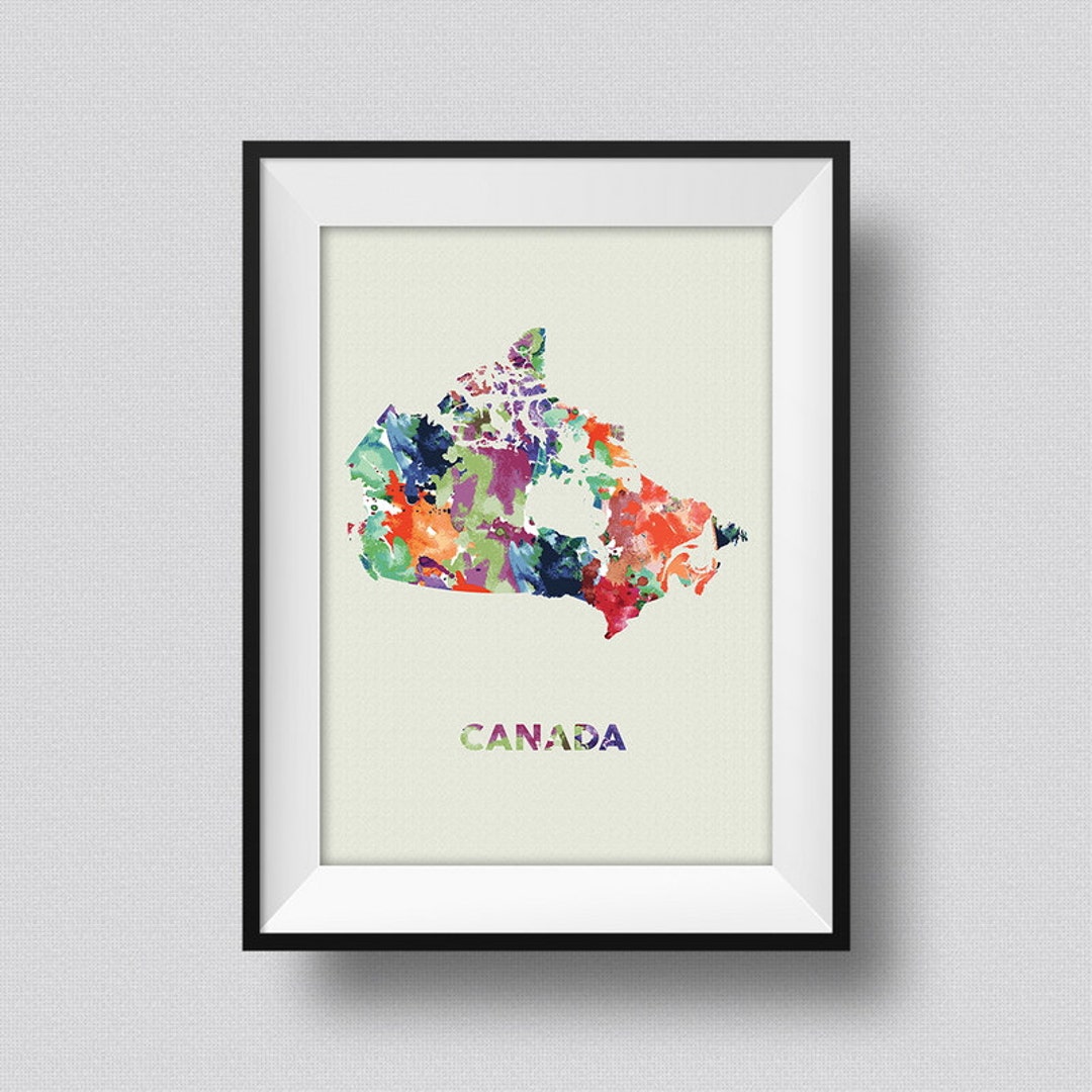 Canada Watercolor Map Art Print Canada Ink Splash Poster Art Canvas - Etsy