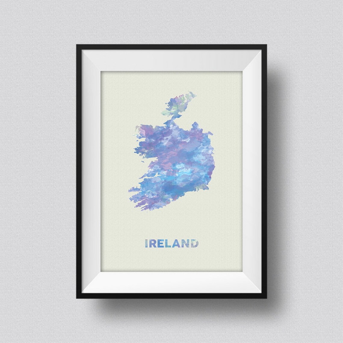 Ireland Watercolor Map Art Print Ireland Ink Splash Poster Art - Etsy