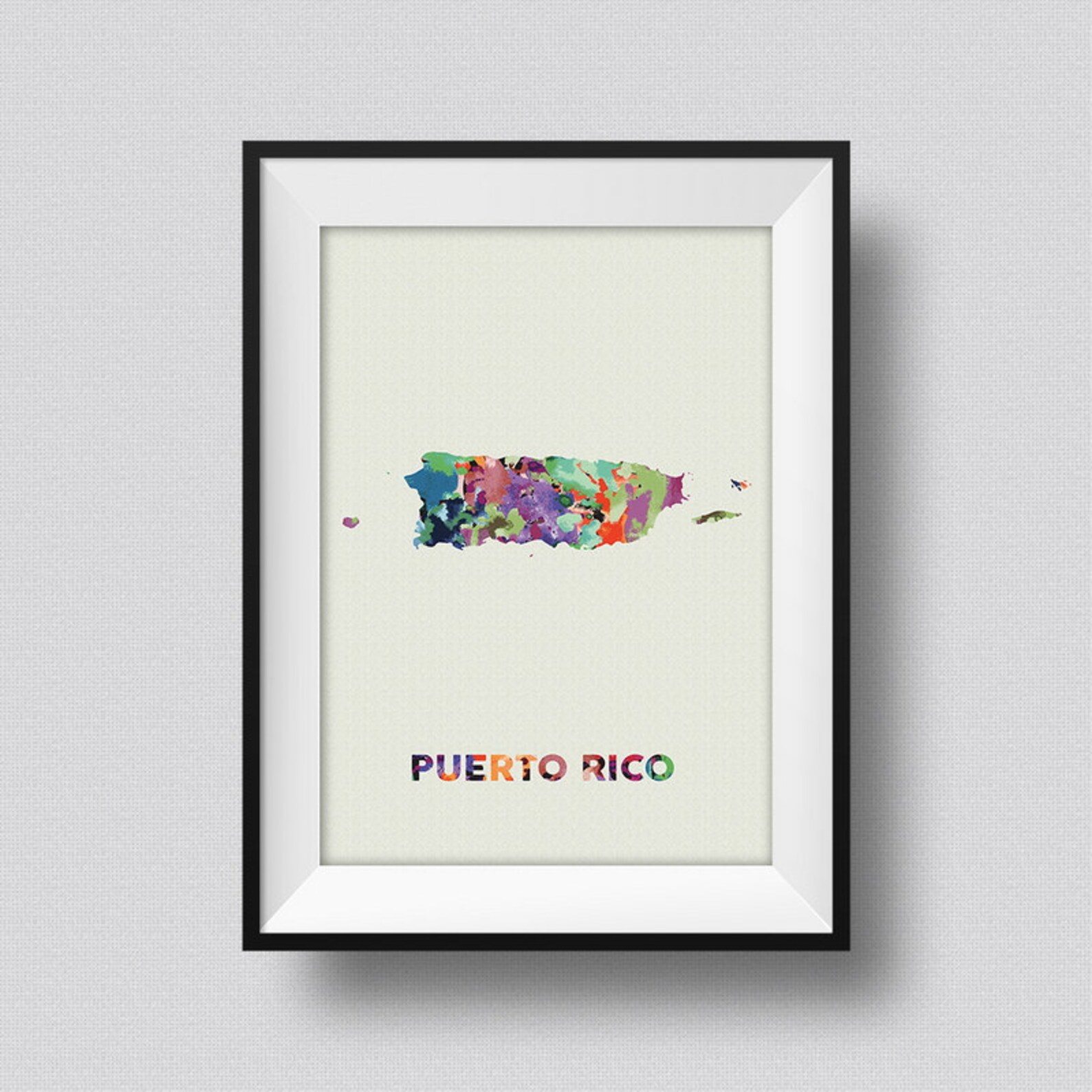 Puerto Rico Watercolor Map Art Print Puerto Rico Ink Splash Watercolor ...