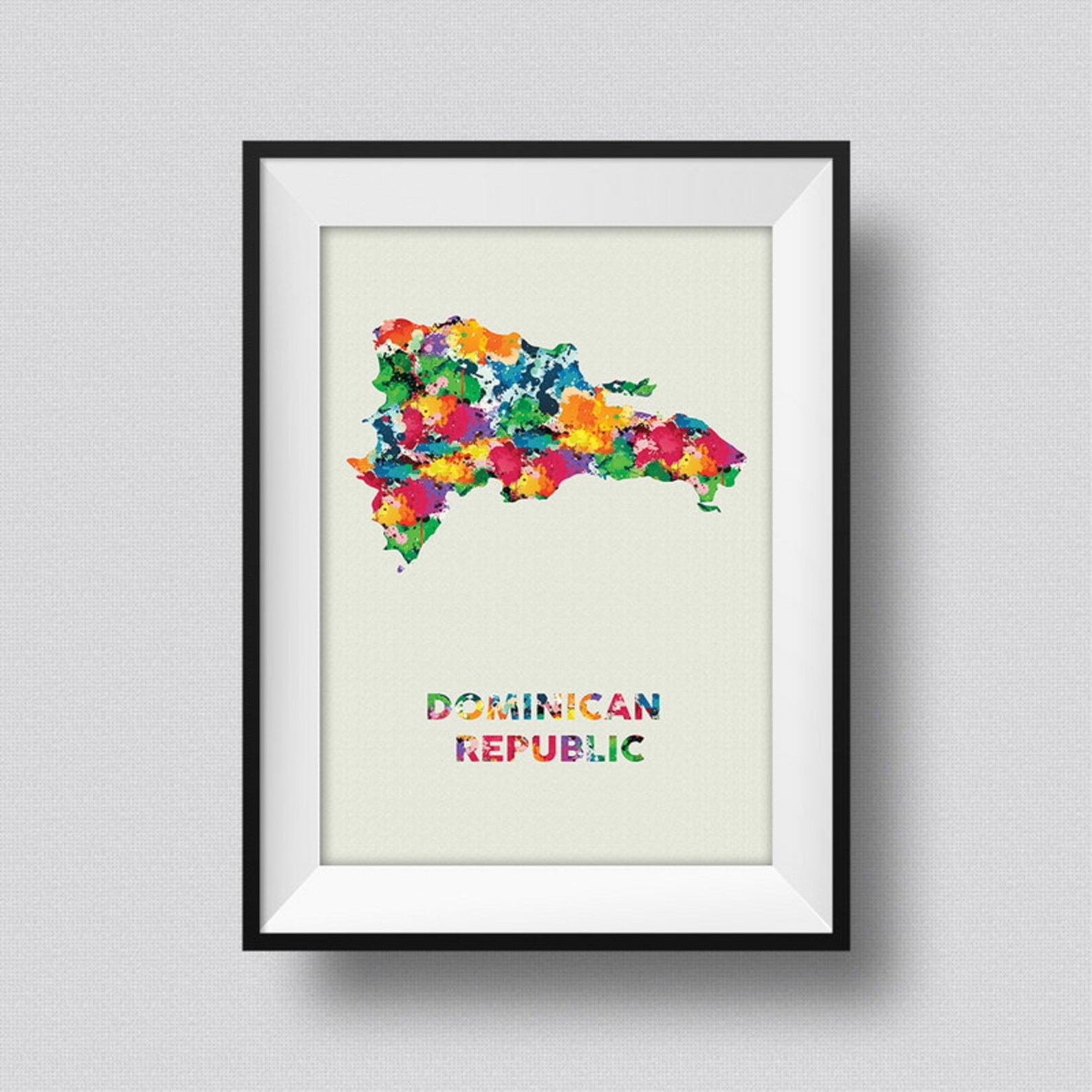 Dominican Republic Watercolor Map Art Print Dominican Republic Ink ...