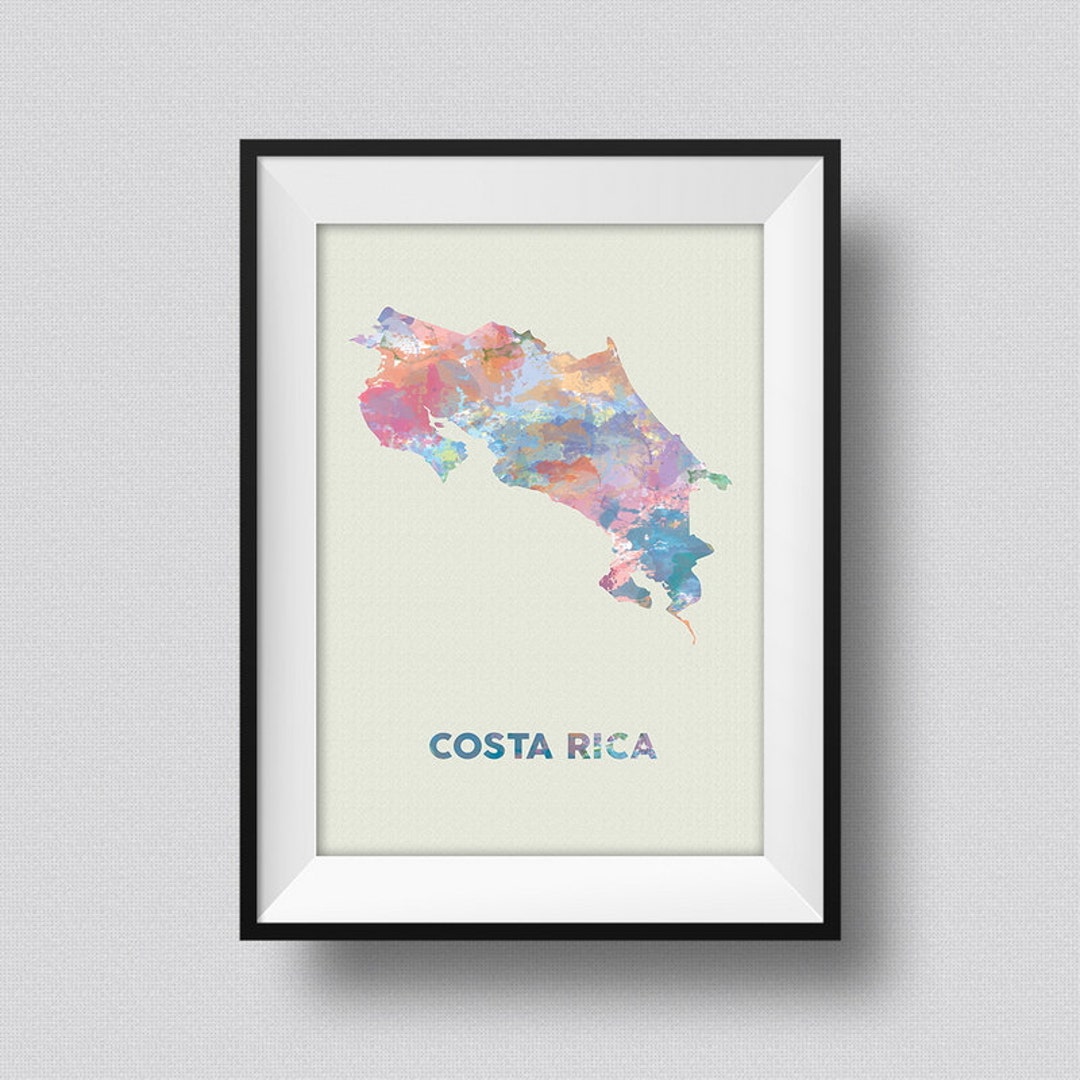 Costa Rica Watercolor Map Art Print Costa Rica Ink Splash Poster Art ...