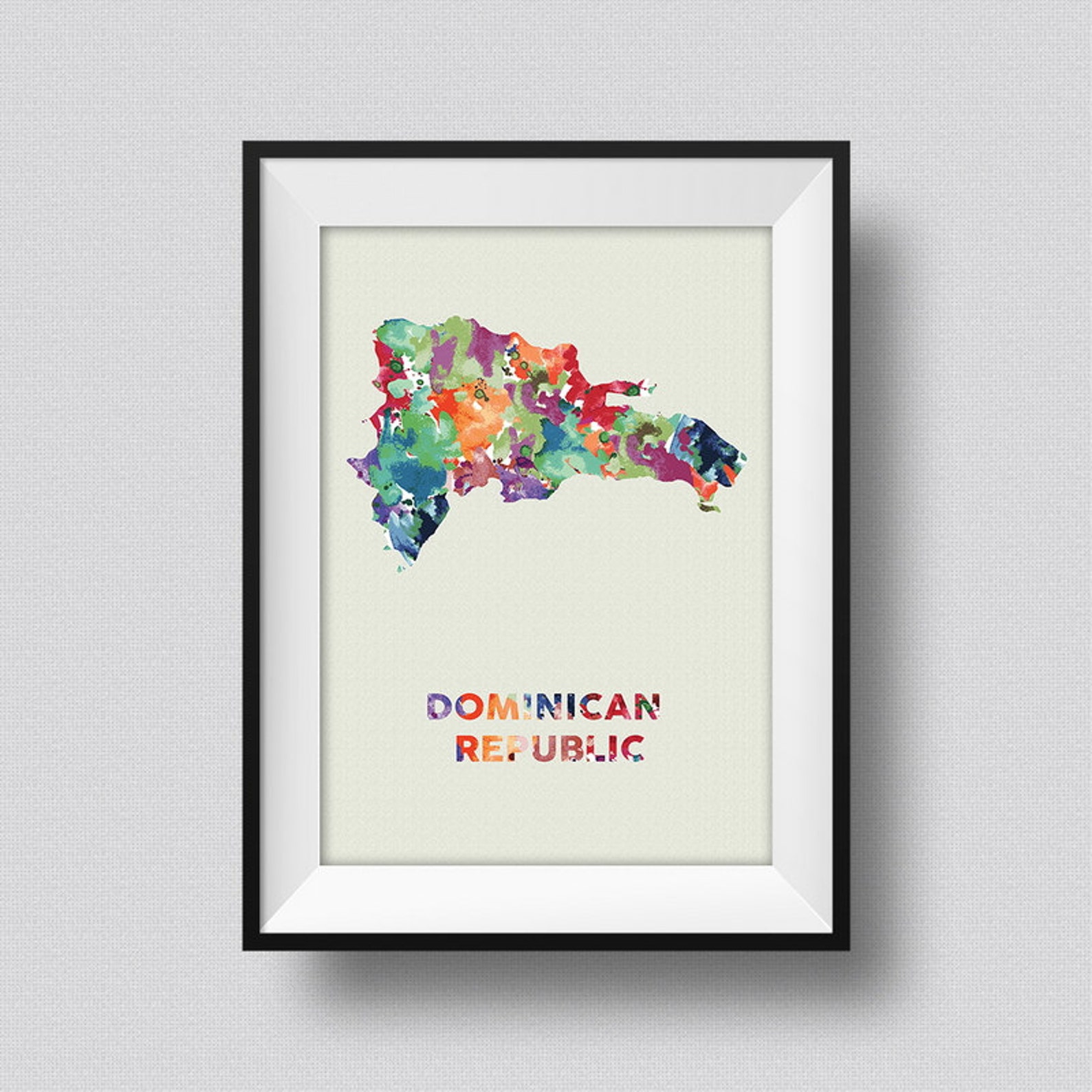 Dominican Republic Watercolor Map Art Print Dominican Republic Ink ...