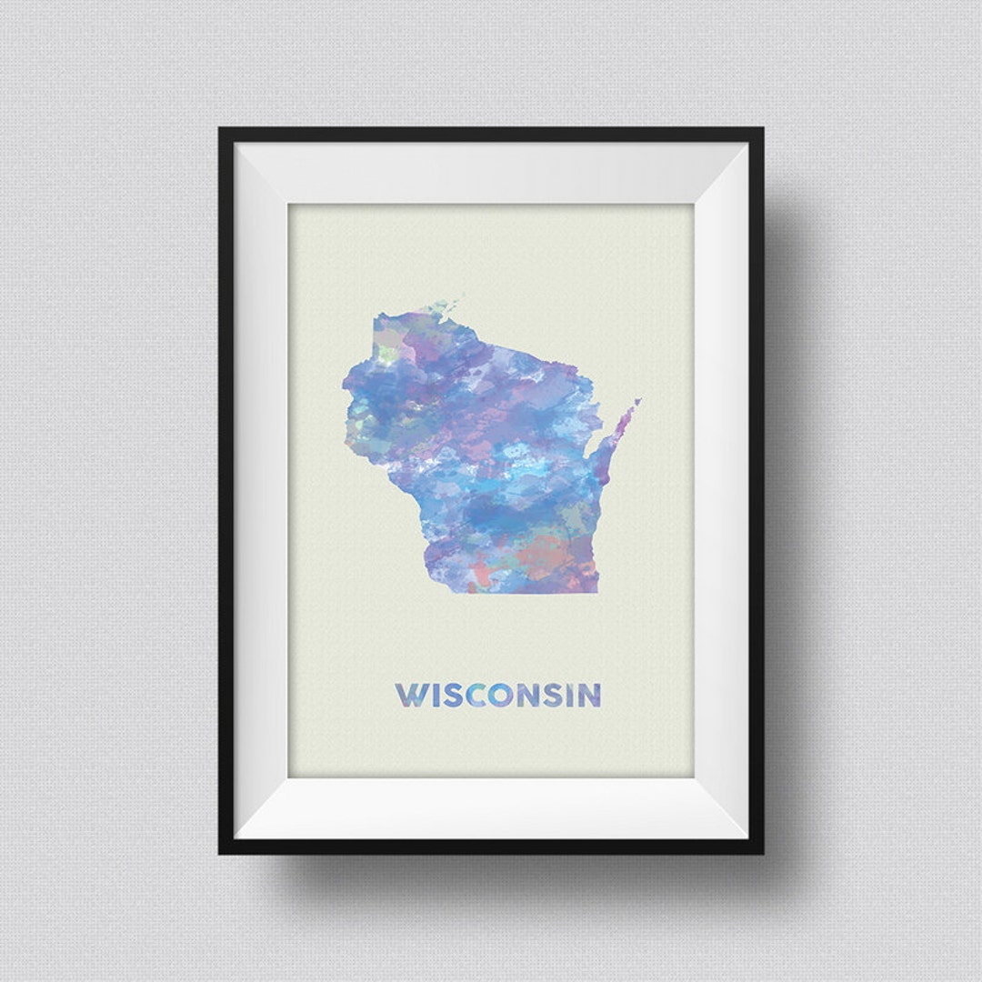Wisconsin Watercolor Map Art Print Wisconsin Ink Splash Poster - Etsy