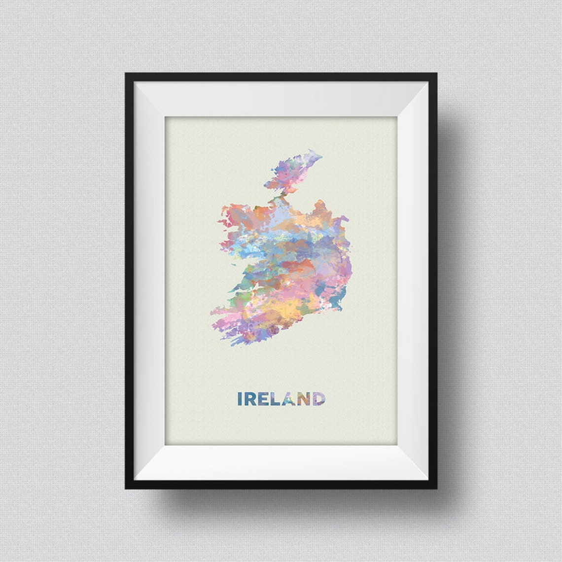 Ireland Watercolor Map Art Print Ireland Ink Splash Poster Art Canvas ...