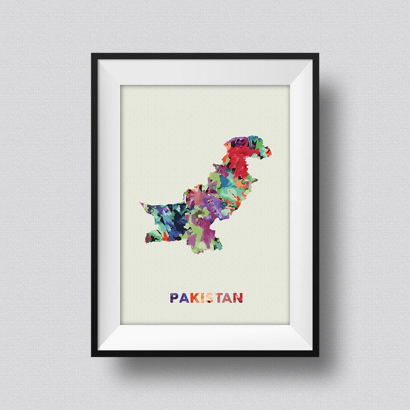 Pakistan Watercolor Map Art Print Pakistan Ink Splash Poster Art Canvas ...