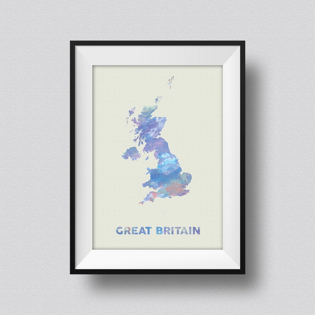Great Britain Watercolor Map Art Print Great Britain United Kingdom ...