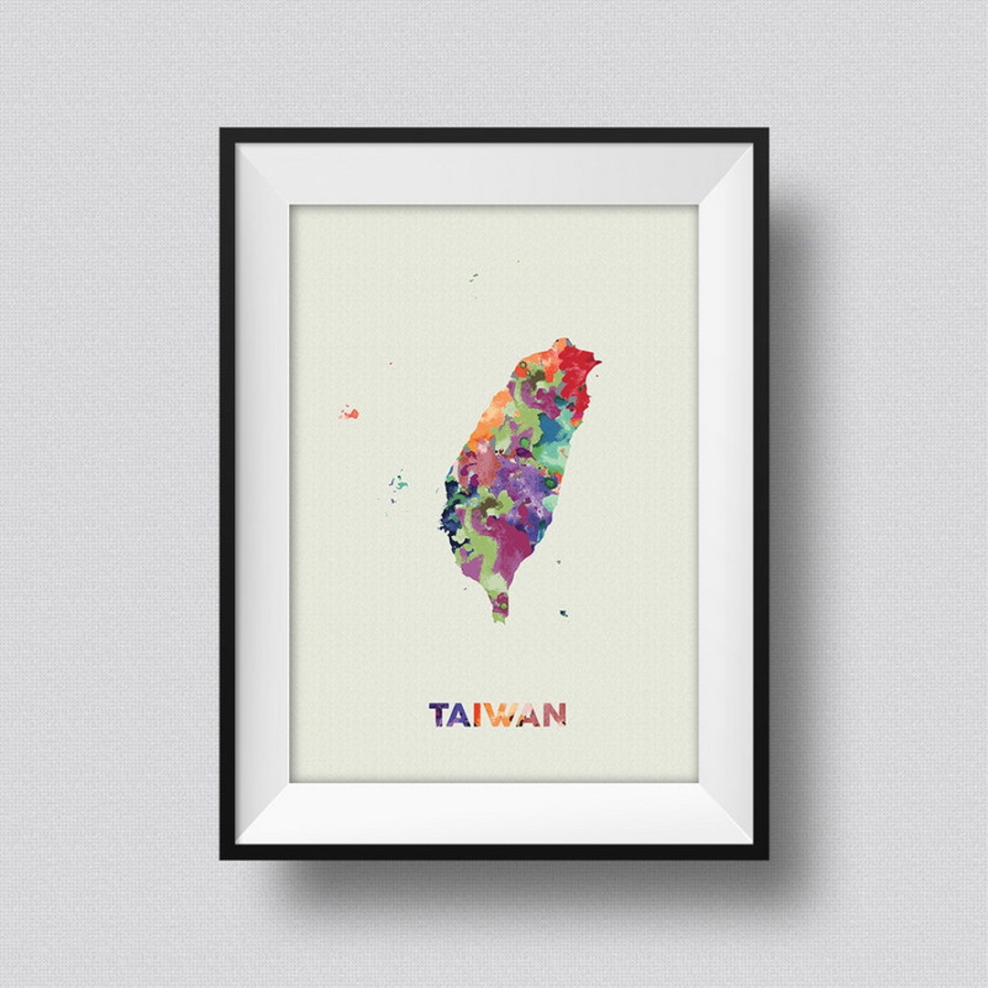 Taiwan Watercolor Map Art Print Taiwan Ink Splash Poster Art Canvas ...