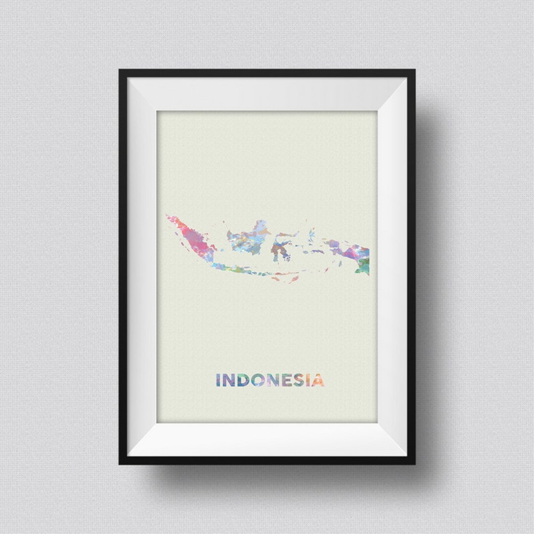 Indonesia Watercolor Map Art Print Indonesia Ink Splash Watercolor ...