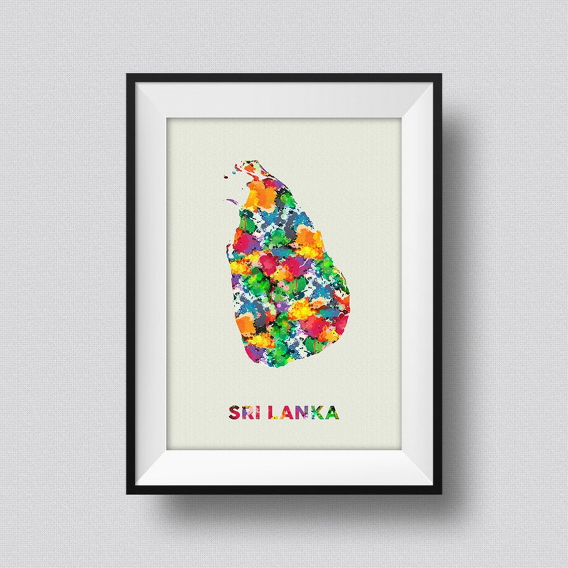 Sri Lanka Watercolor Map Art Print, Sri Lanka Ink Splash Poster Art ...