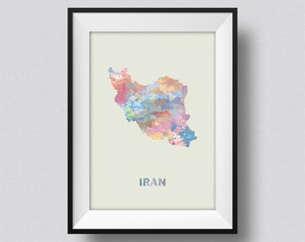 Iran Map Art Poster - Etsy