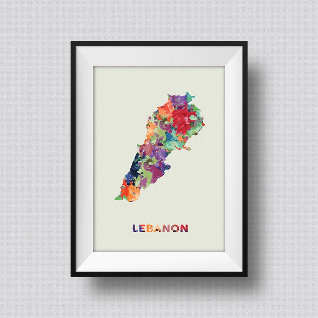 Lebanon Watercolor Map Art Print Lebanon Ink Splash Poster Art Canvas ...