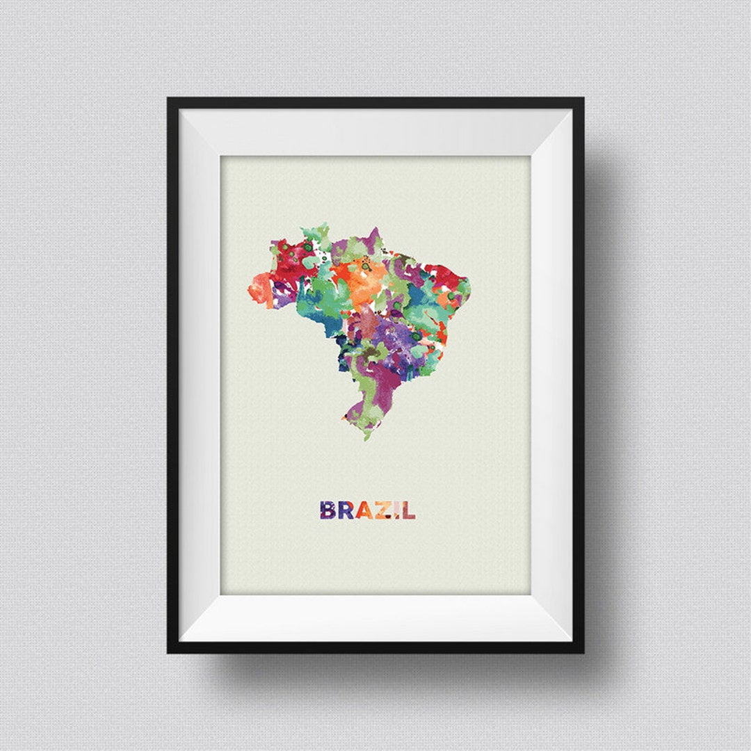 Brazil Watercolor Map Art Print Brazil Ink Splash Poster Art - Etsy