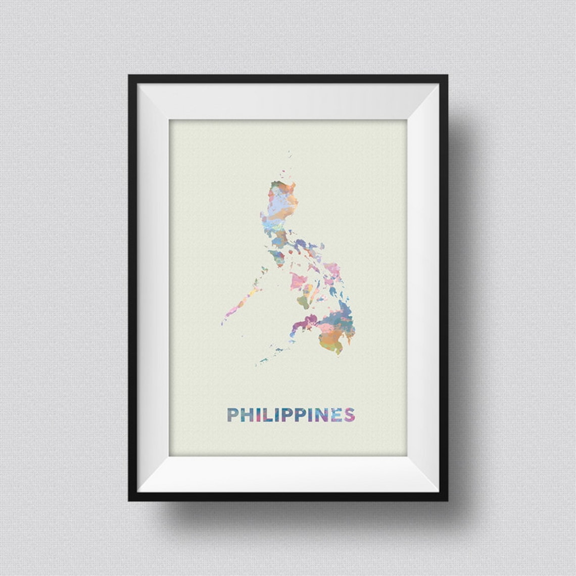 Philippines Watercolor Map Art Print Philippines Ink Splash Poster Art ...