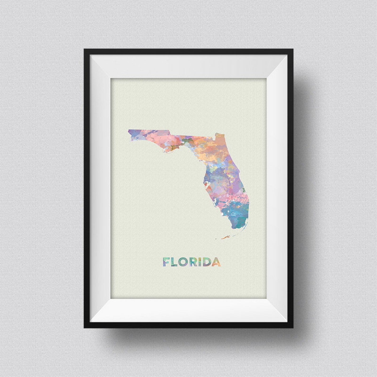 Florida Map USA Watercolor Art Print Florida Ink Splash Map Poster Art ...