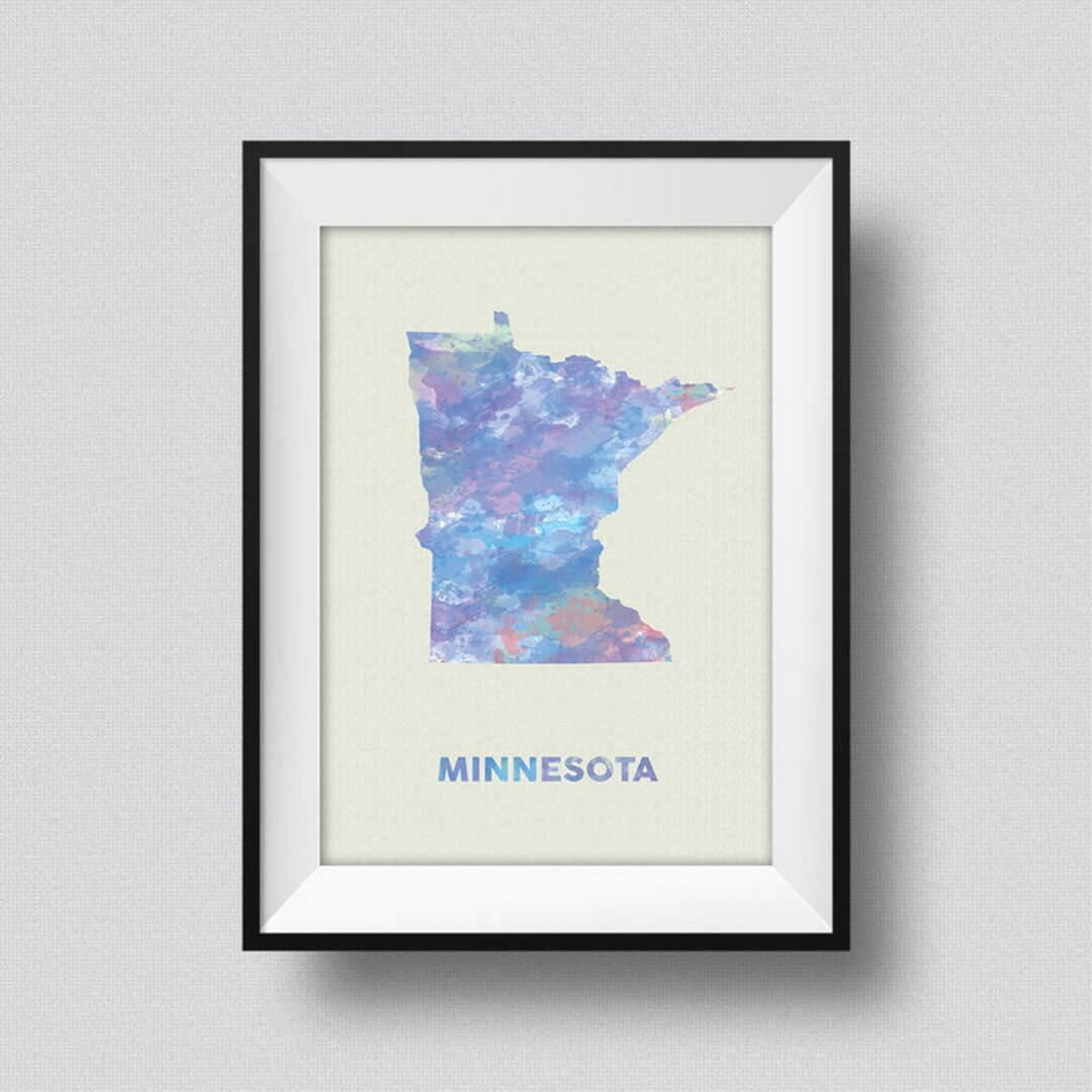 Minnesota Map USA Watercolor Art Print Minnesota Ink Splash - Etsy