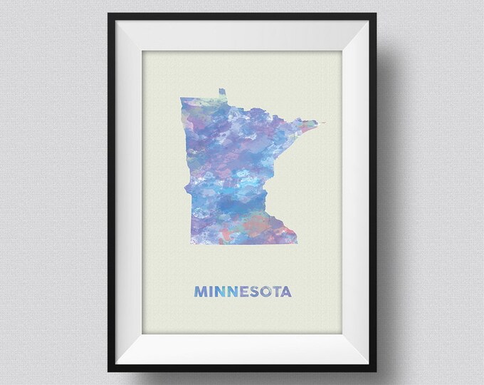 Minnesota Map USA Watercolor Art Print Minnesota Ink Splash Map Poster ...