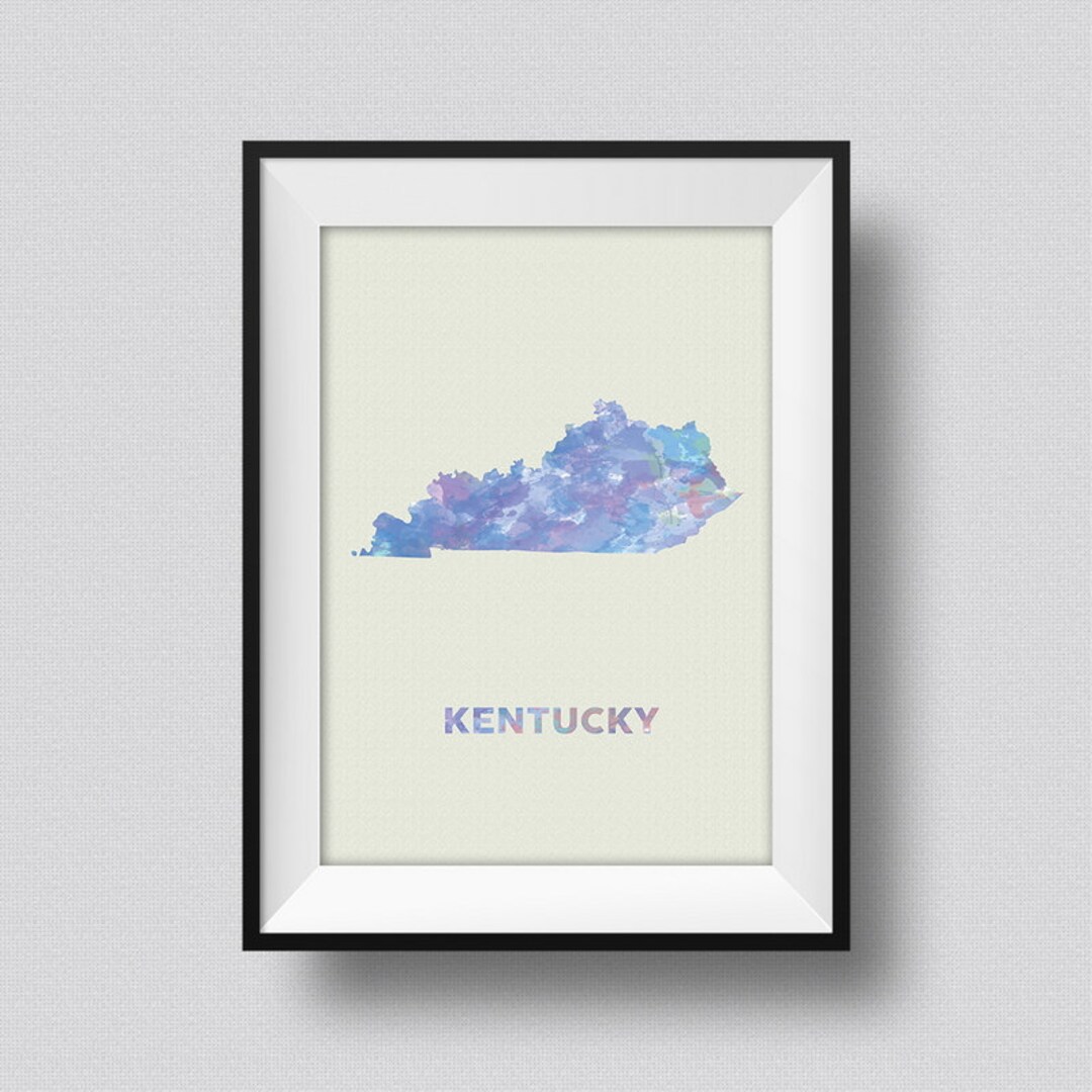 Kentucky Map USA Watercolor Art Print Kentucky Ink Splash Map Poster ...