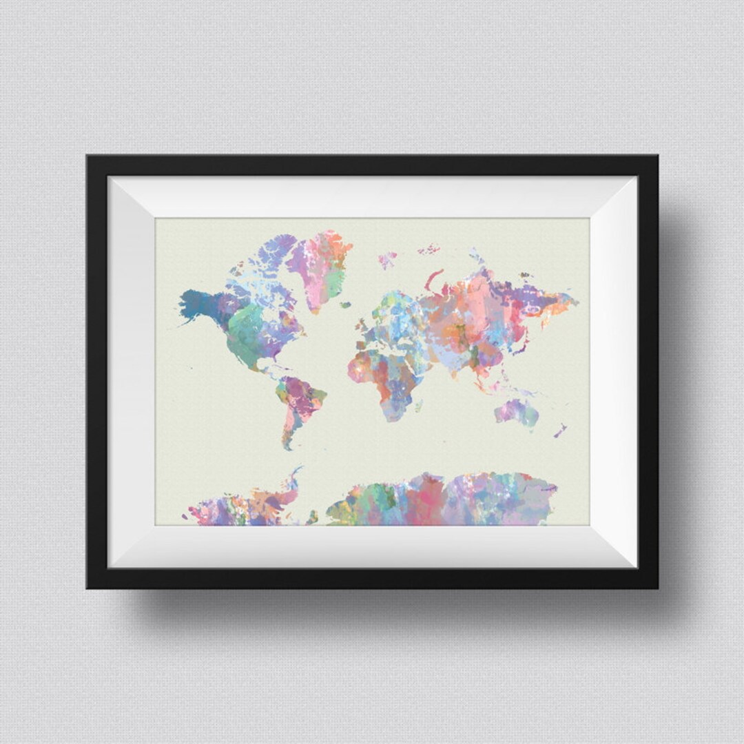 World Map Watercolor Map Art Print World Map Ink Splash Poster Art ...
