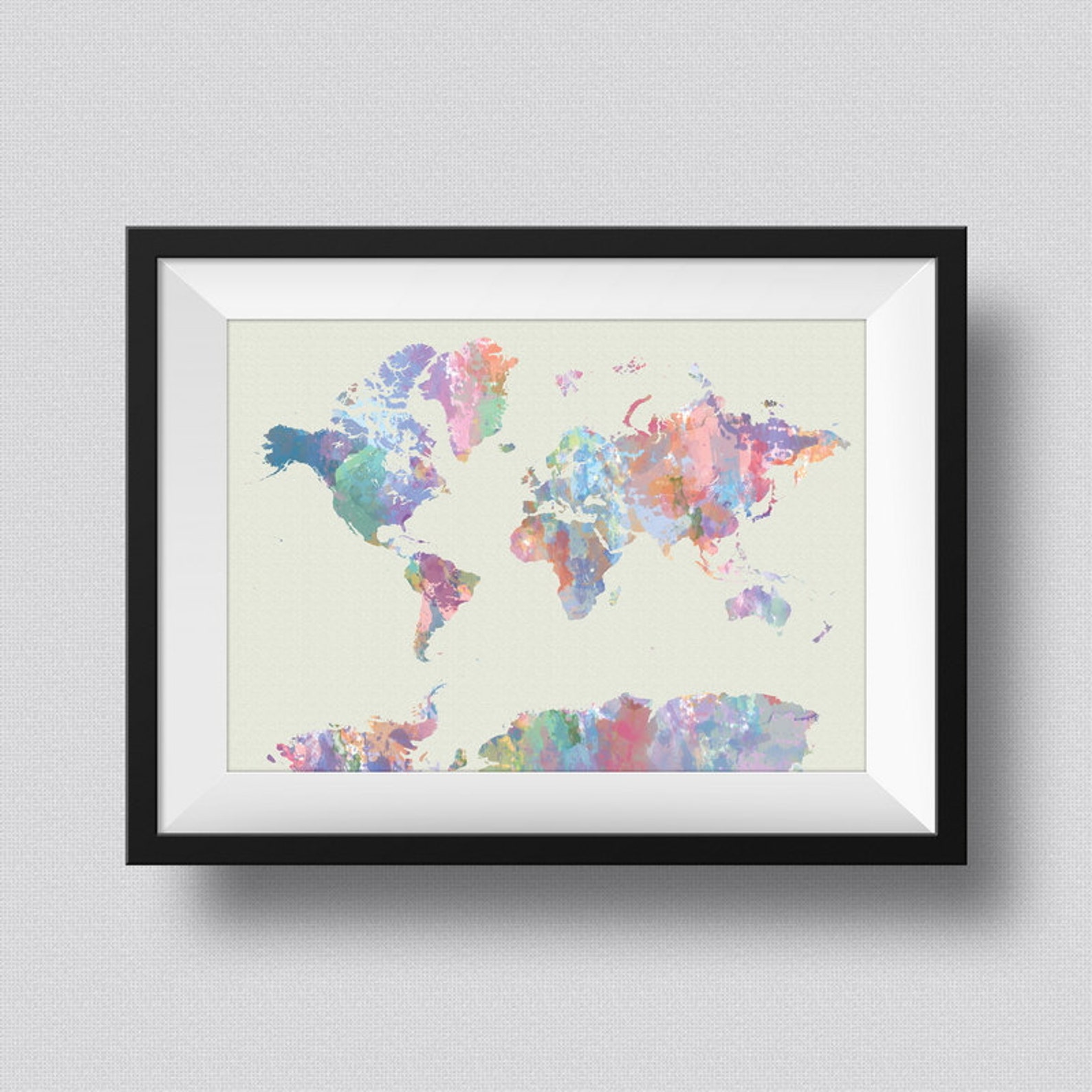 World Map Watercolor Map Art Print World Map Ink Splash Poster - Etsy