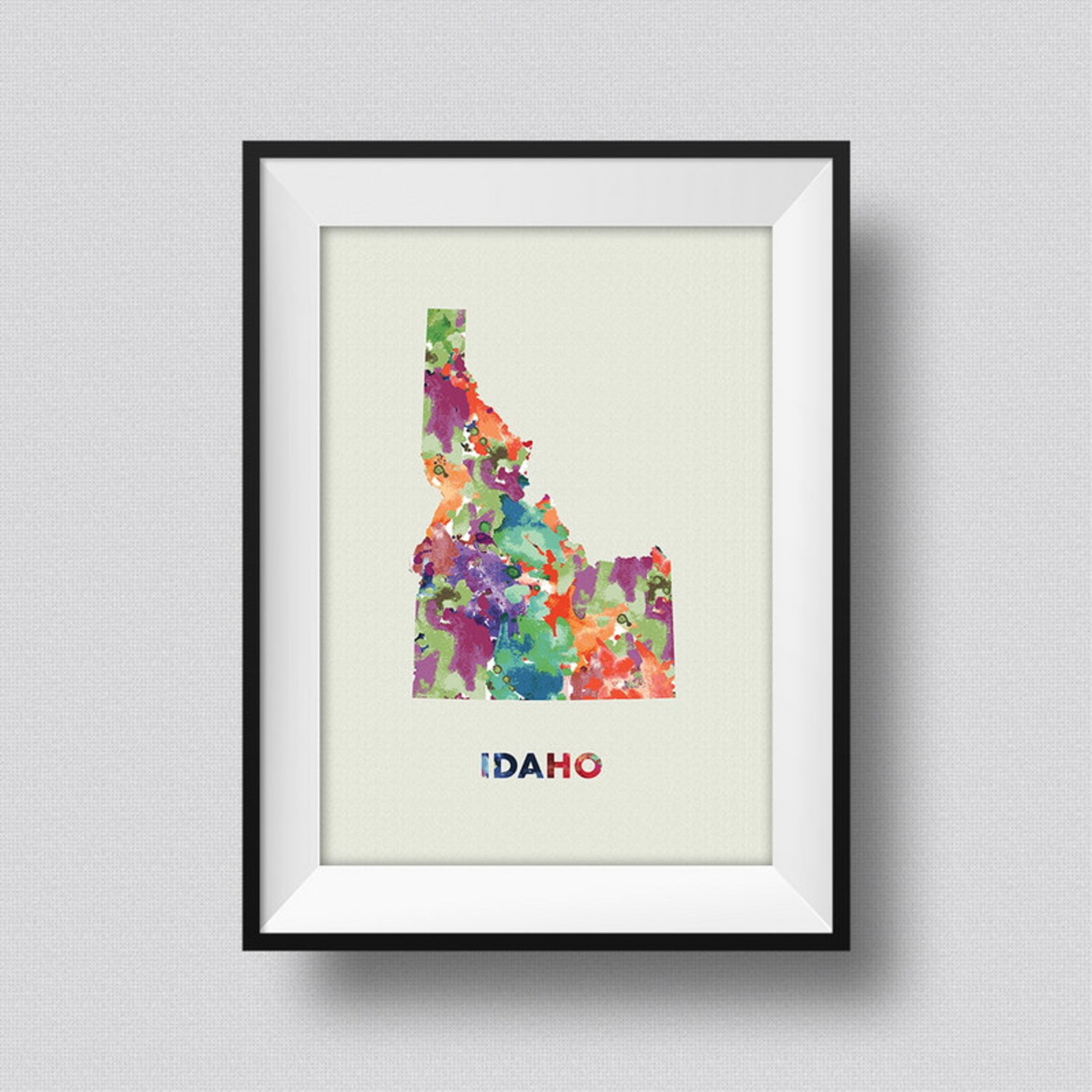 Idaho Map Watercolor USA Art Print Idaho Ink Splash Map Poster Art ...