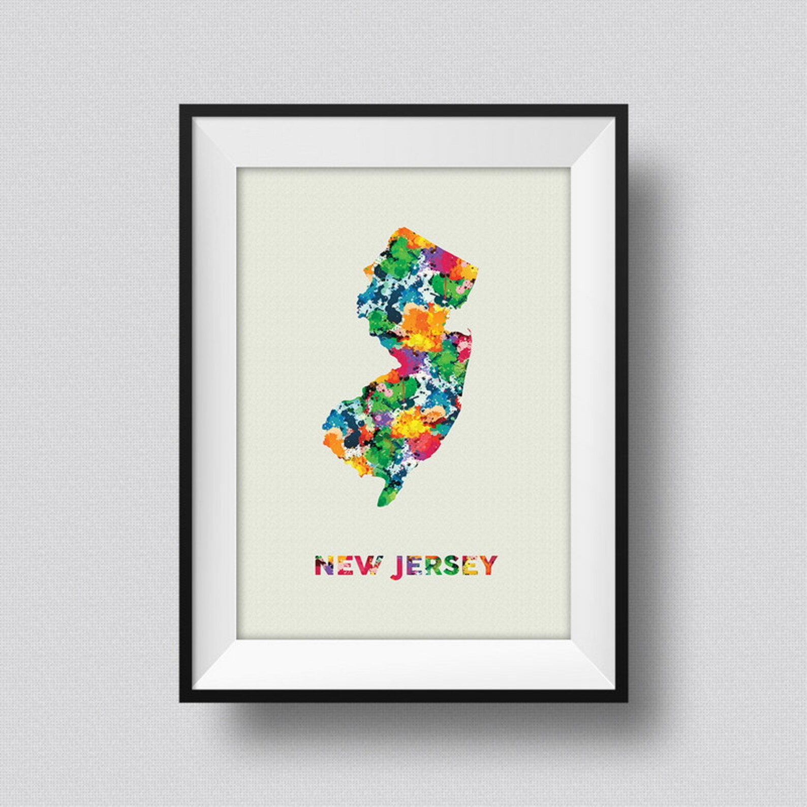 New Jersey Map USA Watercolor Art Print New Jersey Ink Splash Map ...