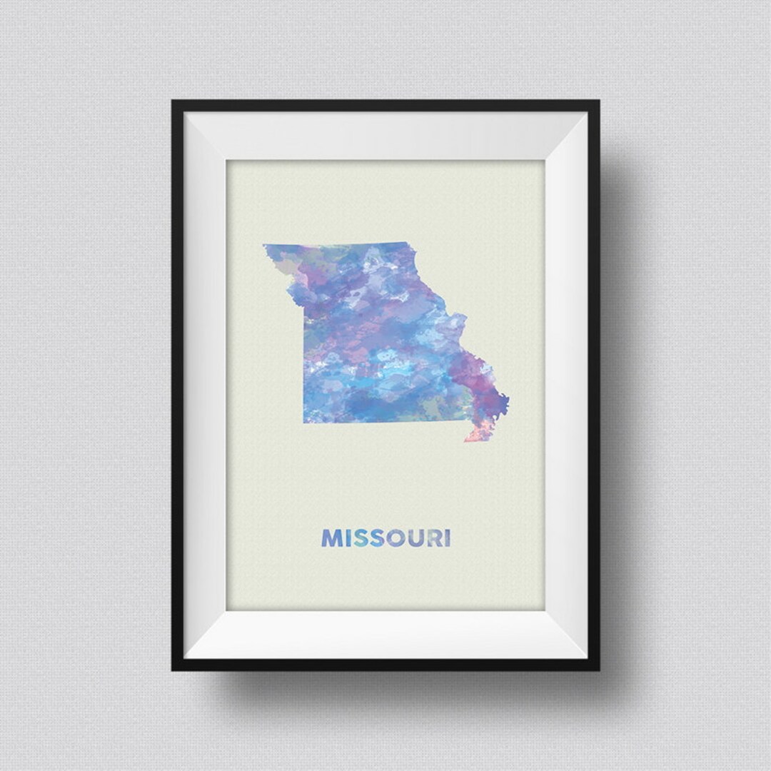 Missouri Map USA Watercolor Art Print Missouri Ink Splash Map - Etsy