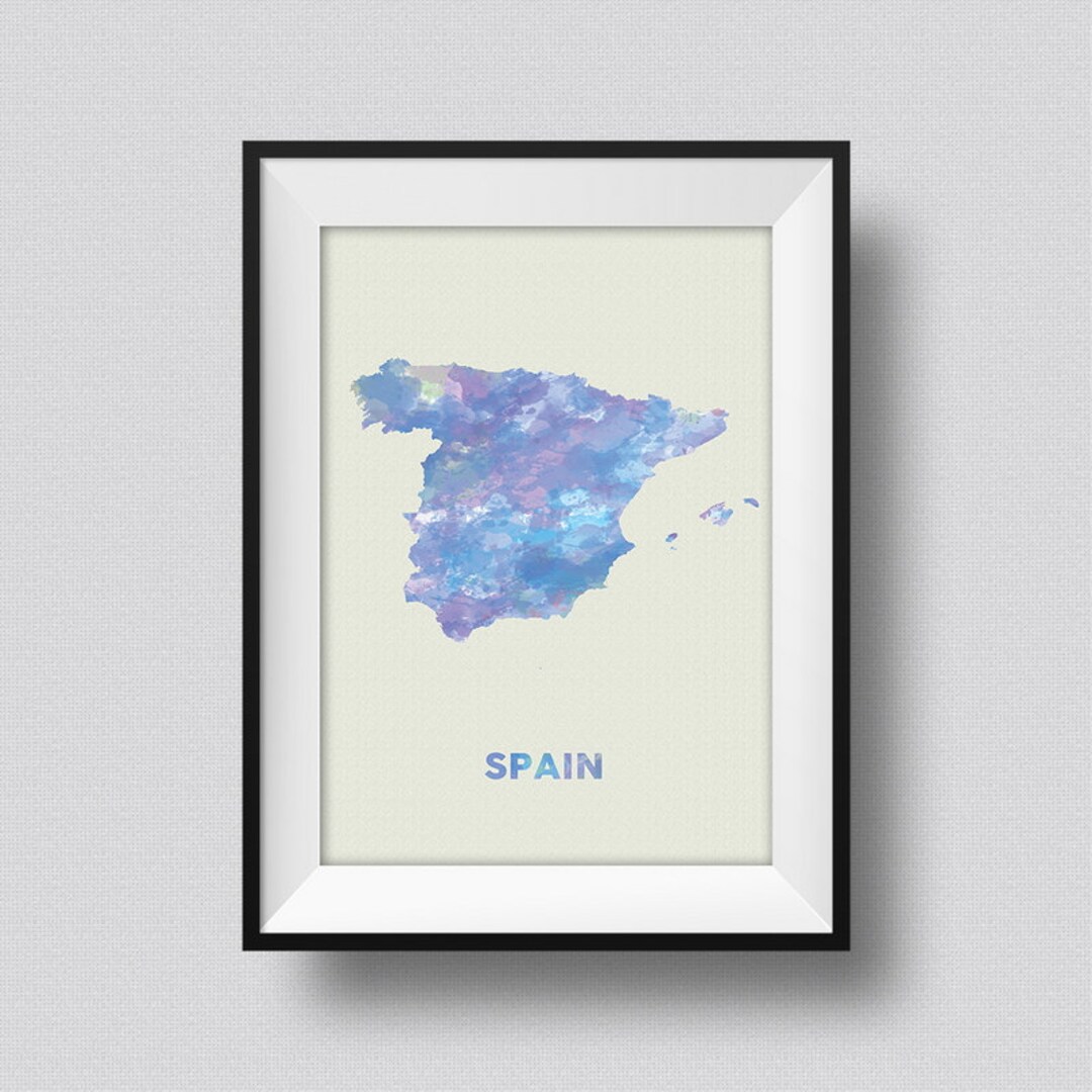 Spain Watercolor Map Art Print Spain Ink Splash Poster Art Canvas - Etsy
