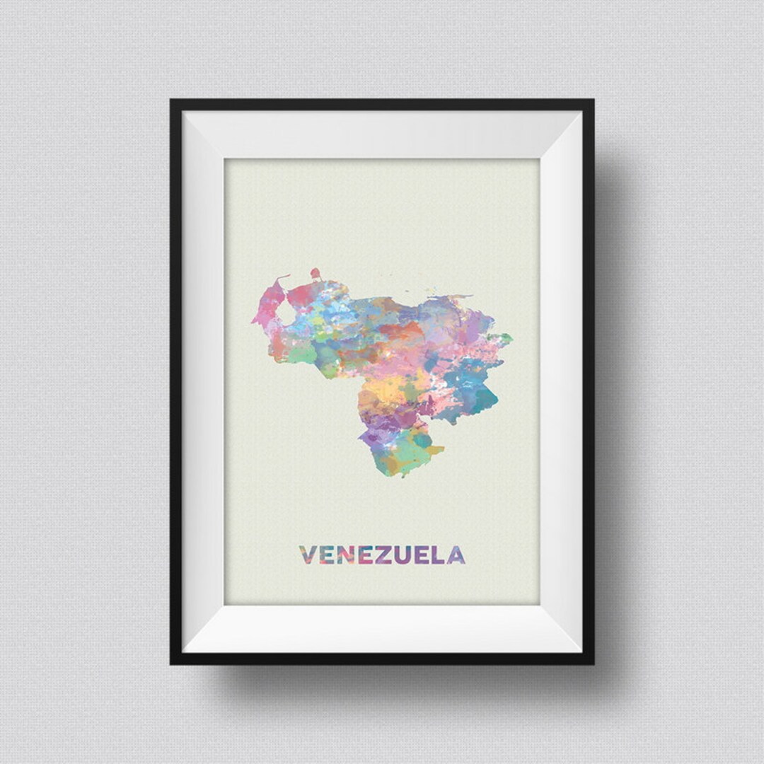 Venezuela mapa acuarela lámina Venezuela tinta Splash cartel lona de ...