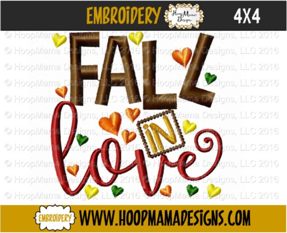 Fall in Love 4x4 5x7 6x10 Thanksgiving and Fall Machine - Etsy