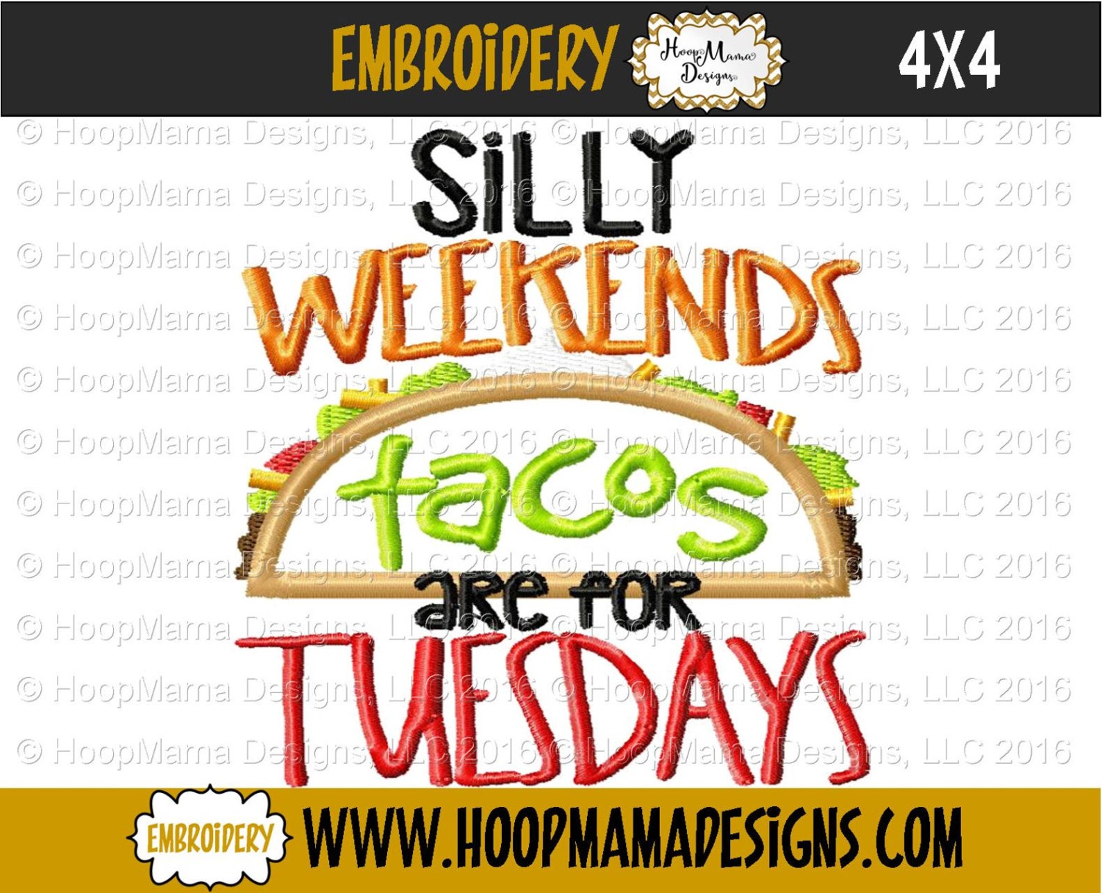 Silly Weekends Tacos Are for Tuesdays 4x4 5x7 6x10 Machine - Etsy