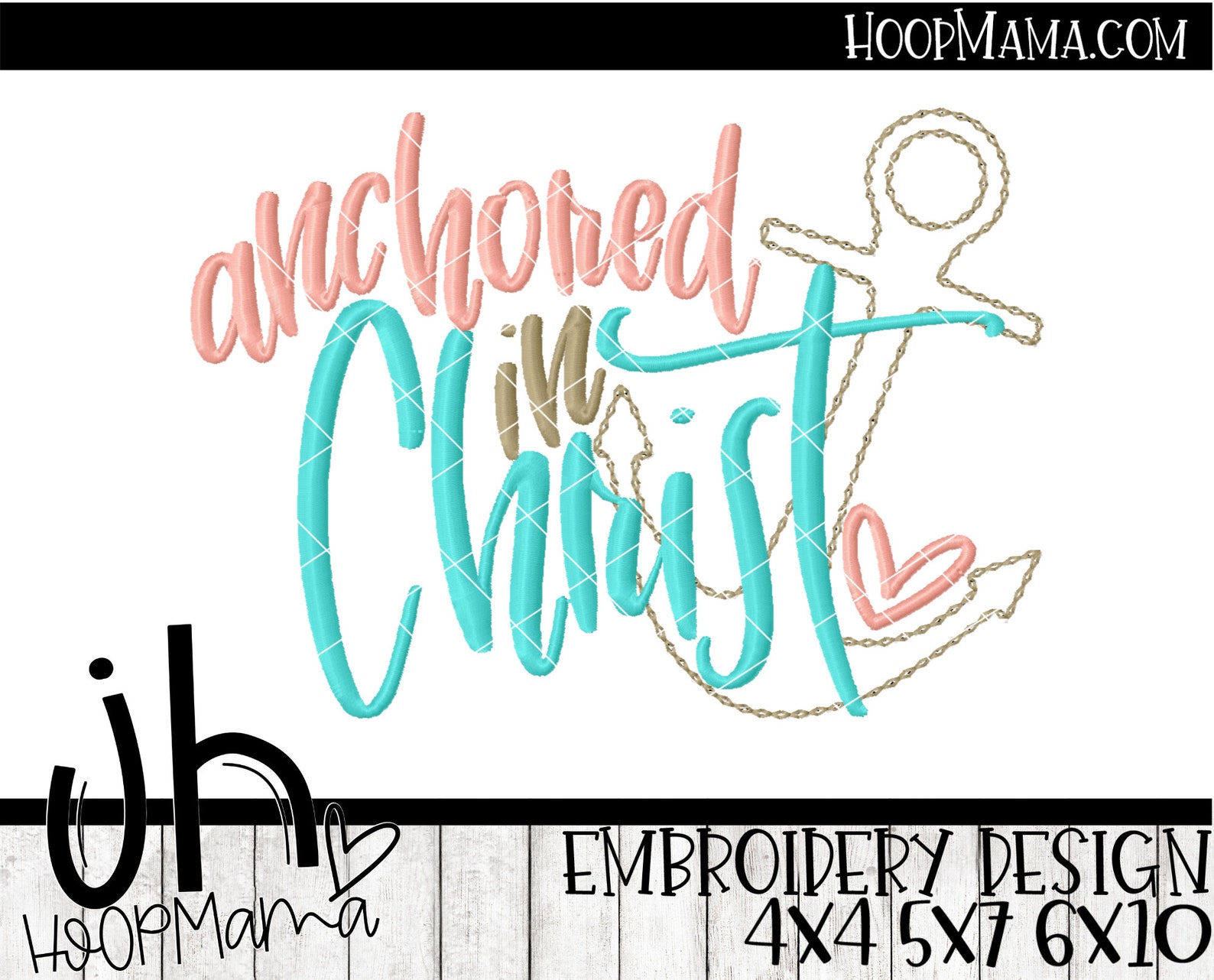 Anchored in Christ Design 4x4 5x7 6x10 Embroidery Design - Etsy