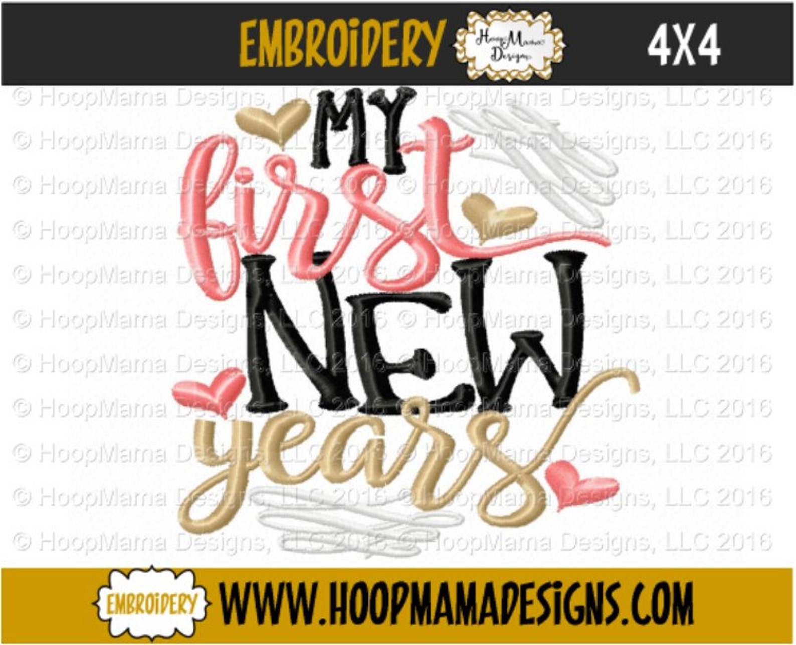 New Years Embroidery Design My First New Years 4x4 5x7 6x10 | Etsy