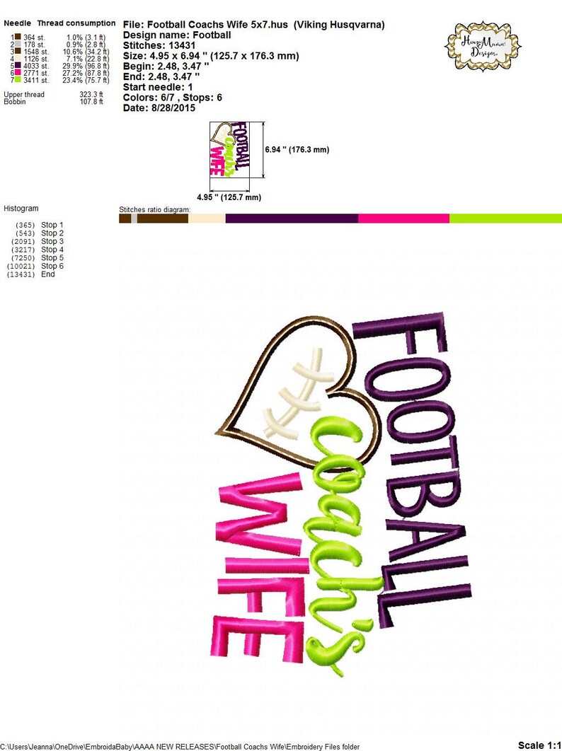 Football Coach's Wife 4x4 5x7 6x10 Machine Embroidery | Etsy