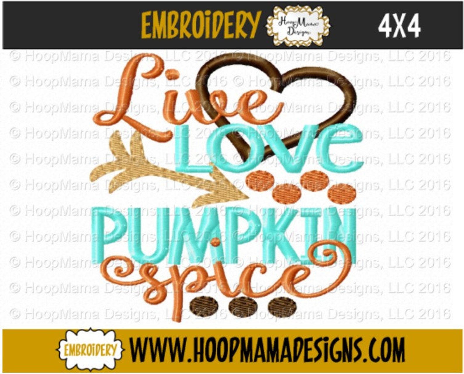 Live Love Pumpkin Spice 4x4 5x7 6x10 Machine Applique - Etsy