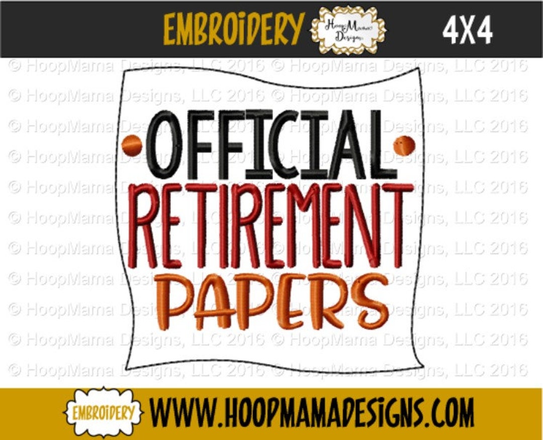 Retirement Toilet Paper Embroidery Design Official Retirement Papers ...