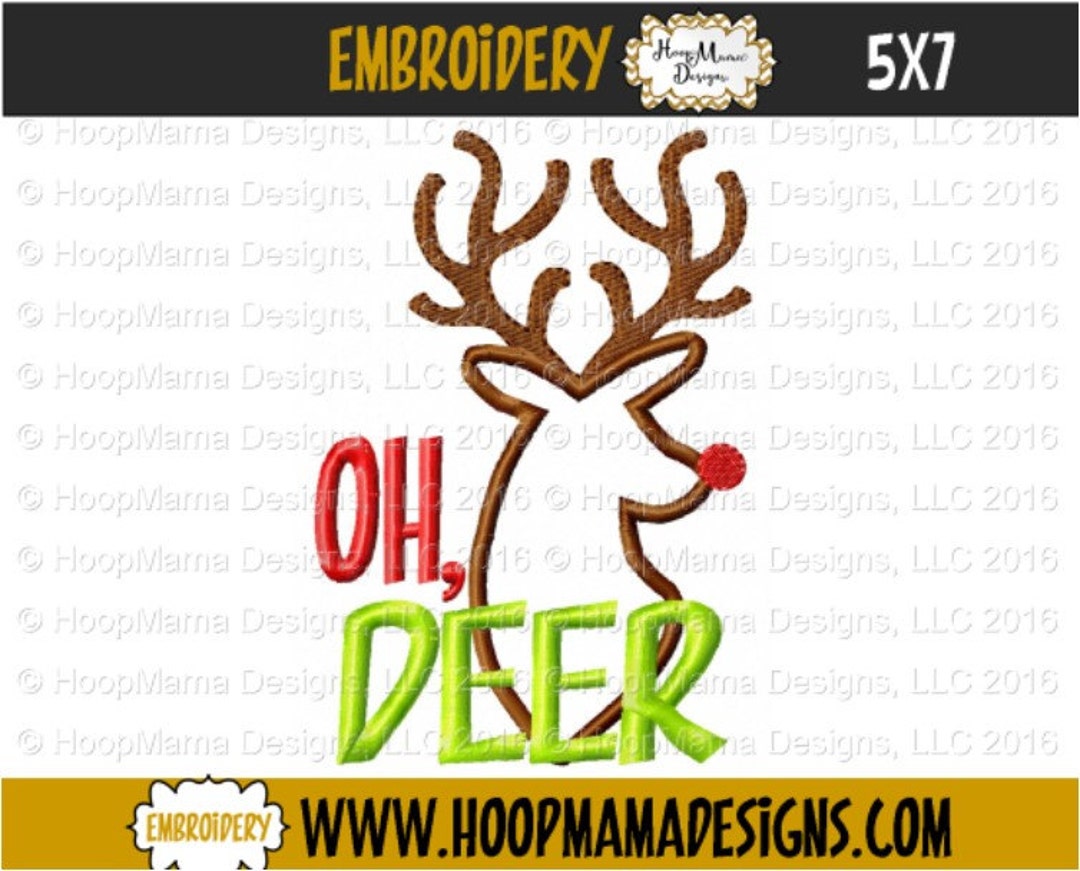 Oh Deer Christmas Applique4x4 5x7 6x10 Christmas Machine - Etsy