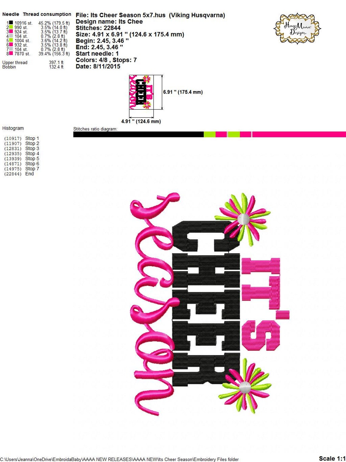 It's Cheer Season 4x4 5x7 6x10 Machine Embroidery Design | Etsy