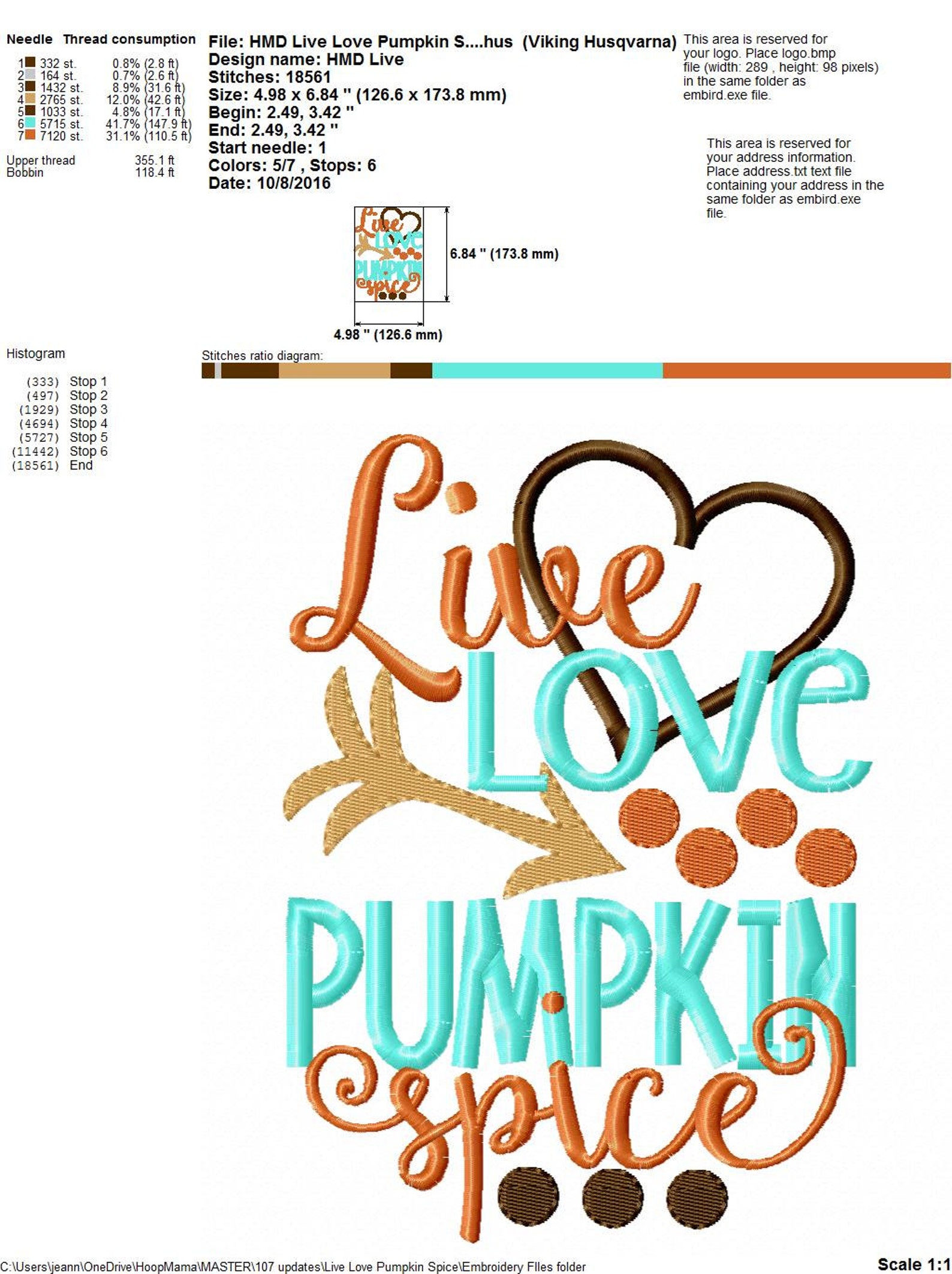 Live Love Pumpkin Spice 4x4 5x7 6x10 Machine Applique | Etsy