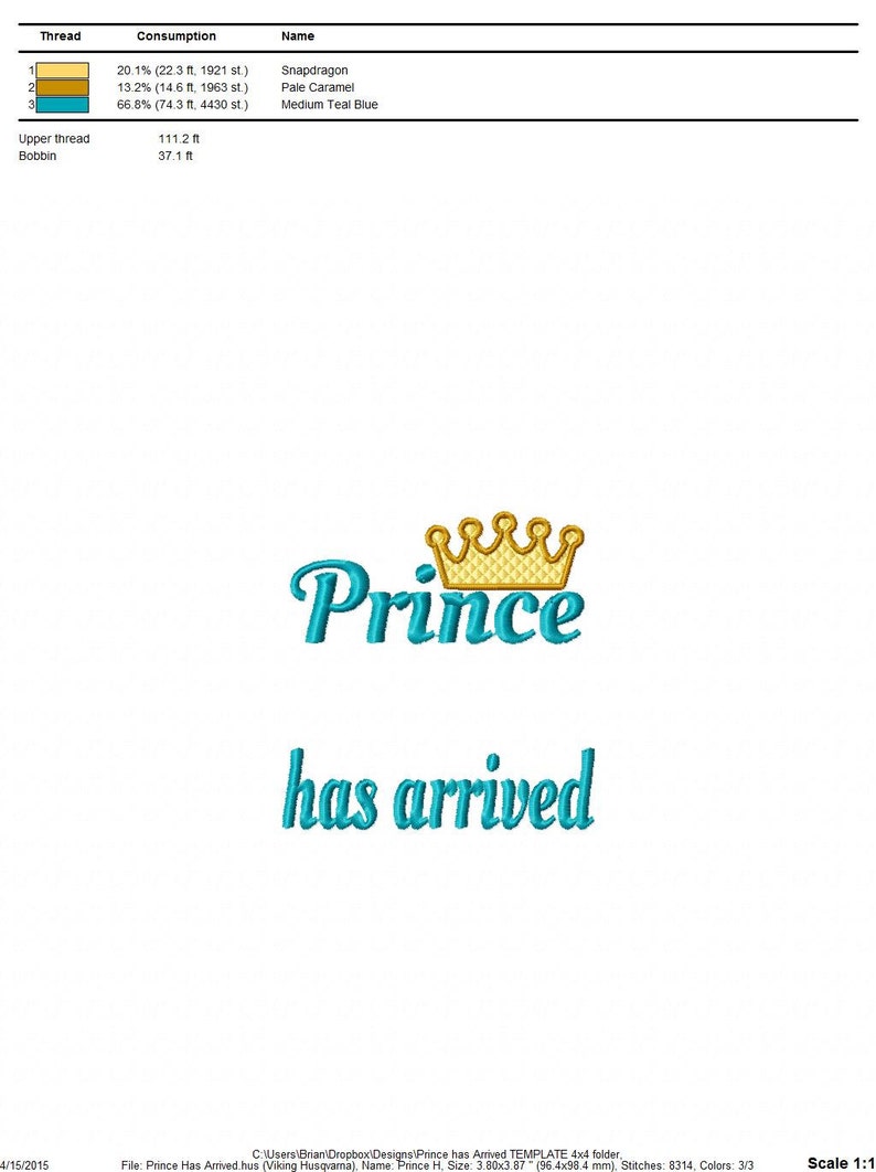 CUSTOM Prince NAME has arrived Machine TEMPLATE Embroidery | Etsy