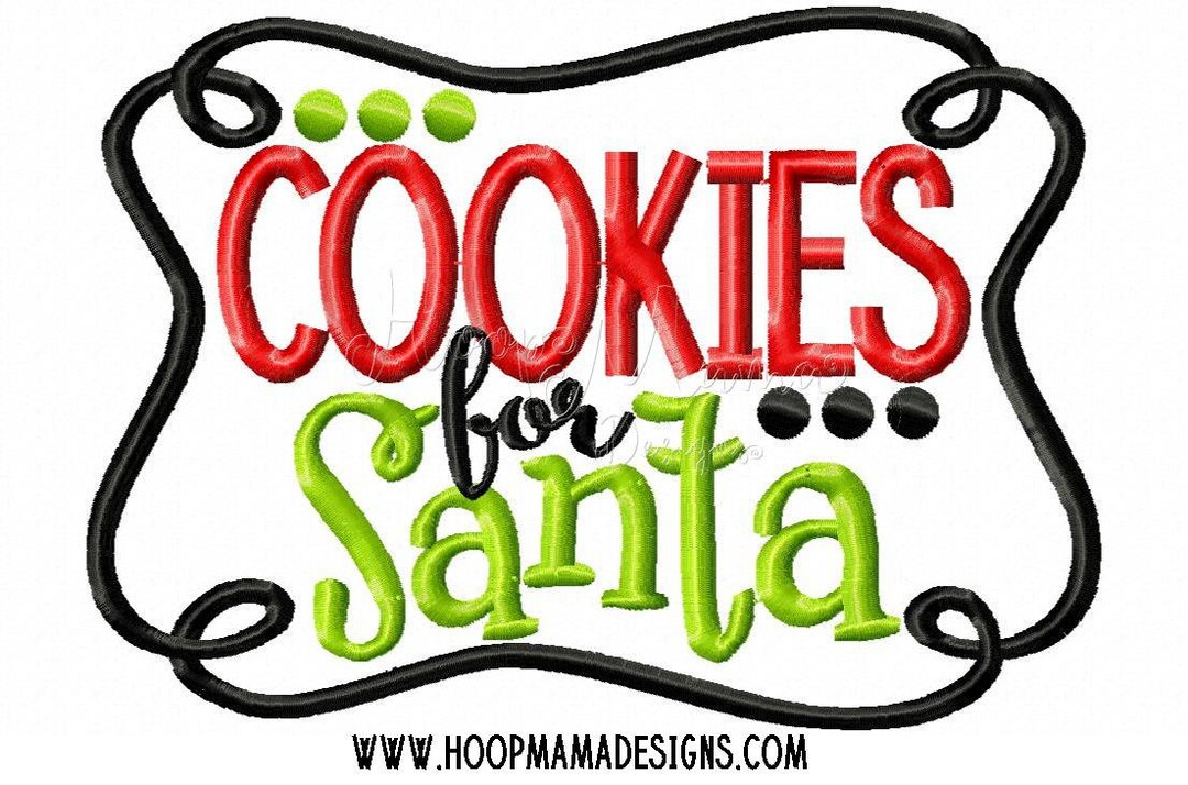 Machine Embroidery File Cookies for Santa 5 Sizes 4x4 5x7 6x10 7x11 8x8 ...